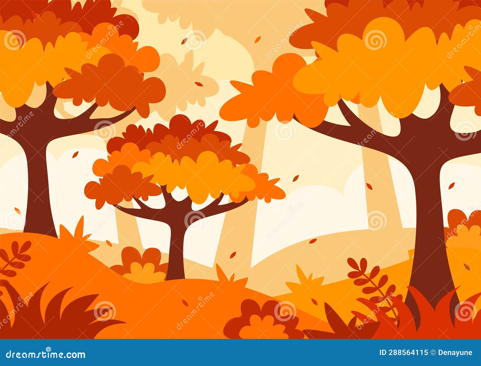 Autumn Landscape Background Vector Illustration with Mountains, Fields ...
