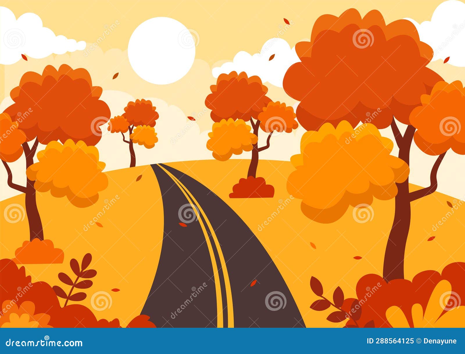 Autumn Landscape Background Vector Illustration with Mountains, Fields ...