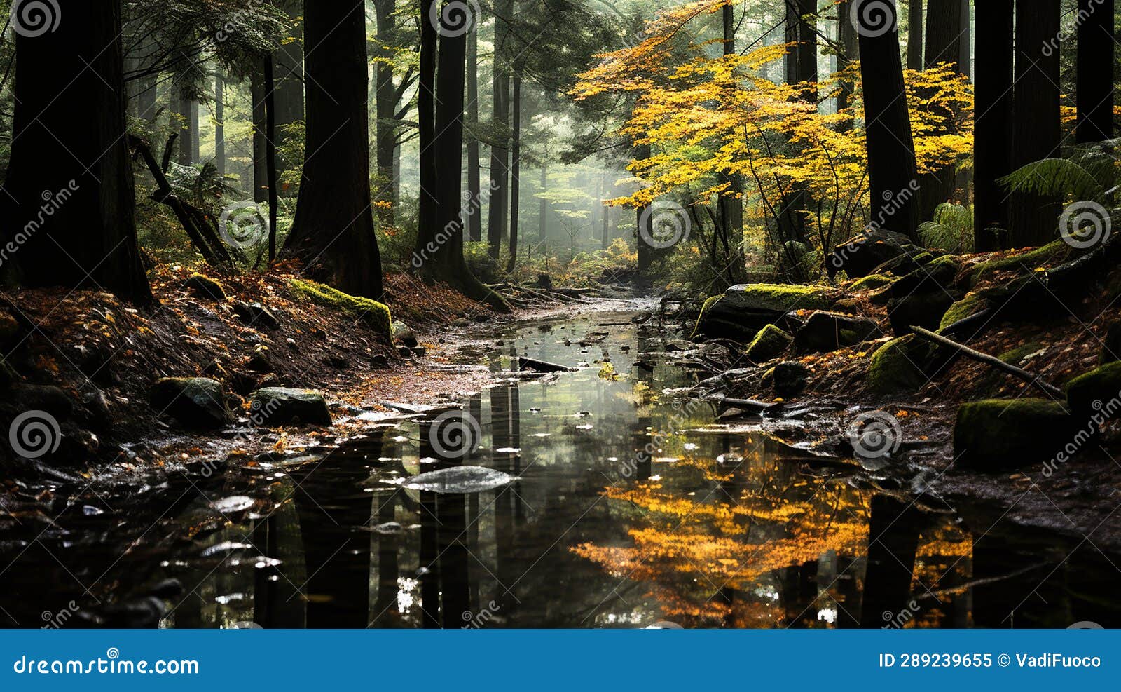 Autumn Landscape, Autumn Colorful Forest with a Small River Stock ...