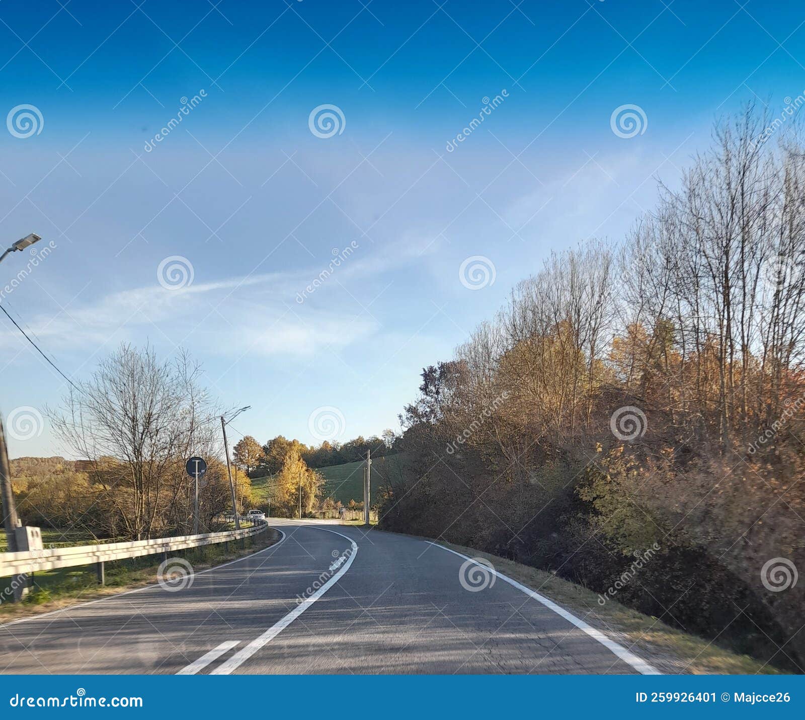 Autumn Landscape Fall Tree Road Sky Stock Image - Image of hill ...