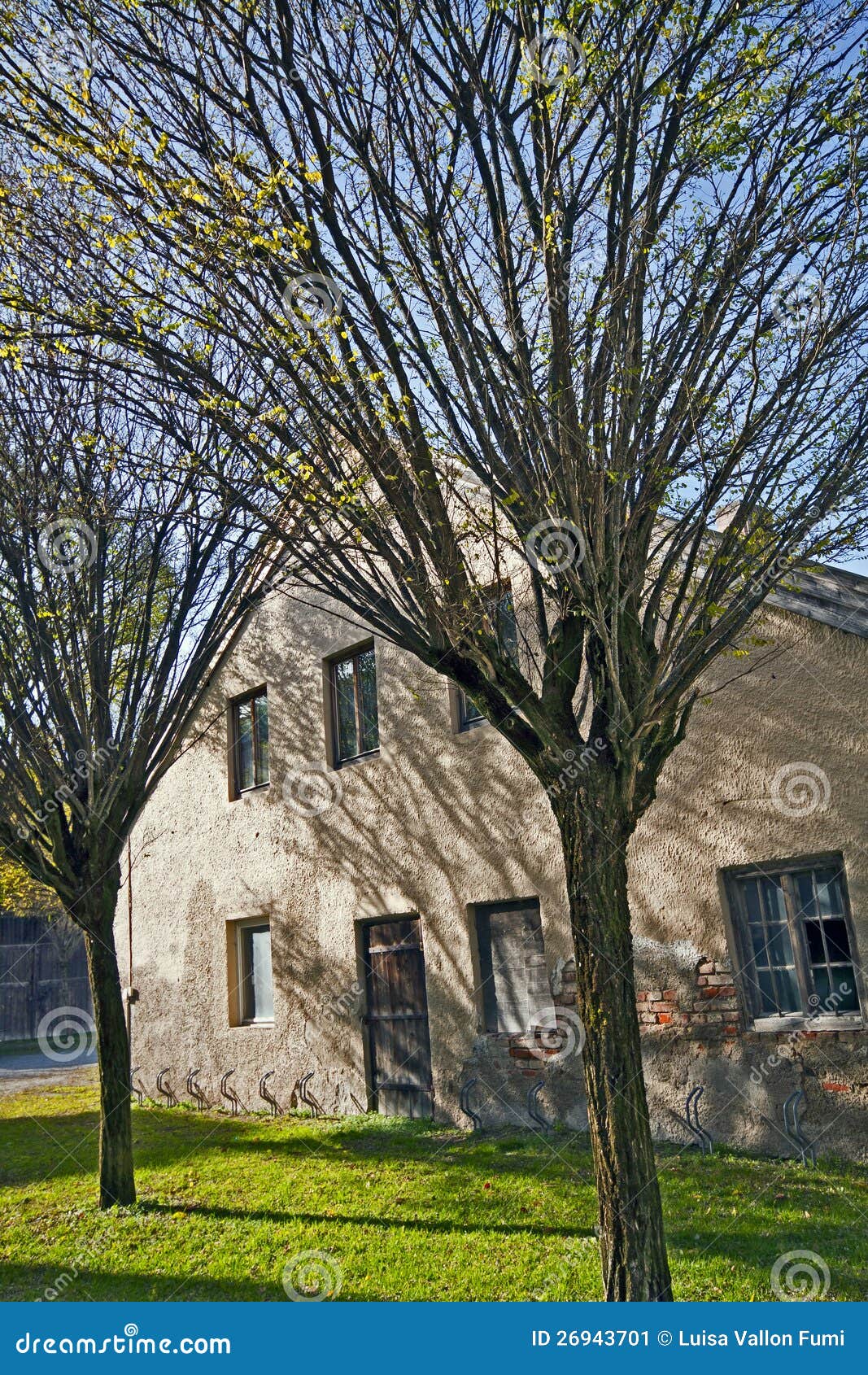 Autumn Landscape, Farm House with Trees Stock Image - Image of branch ...