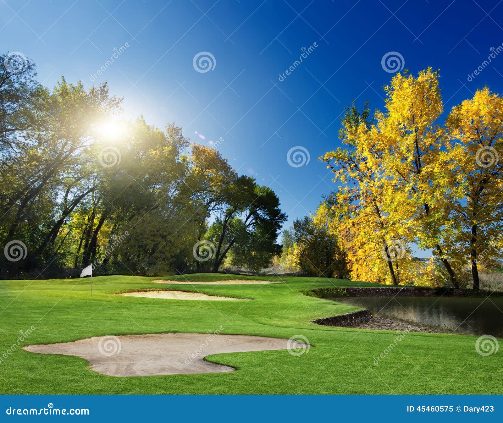 Autumn Landscape. golf stock image. Image of resort, hole - 45460575