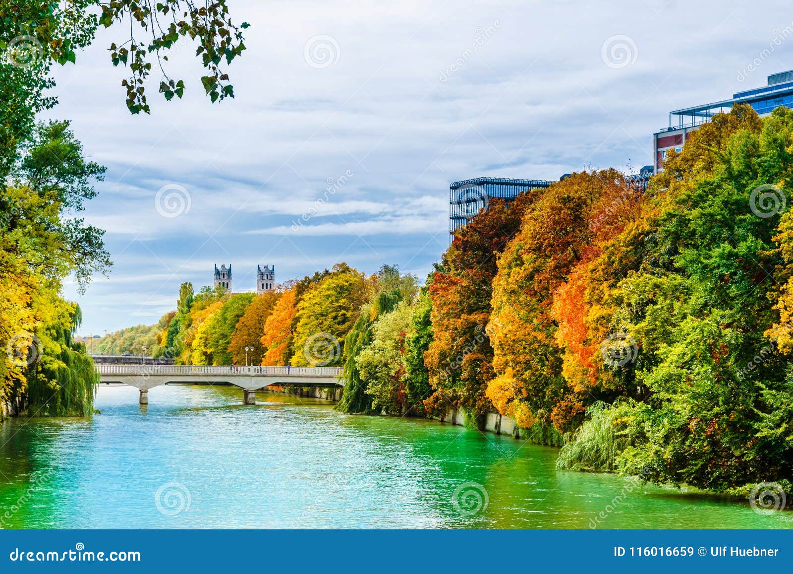Autumn Landscape and Isar River in Munich - Bavaria Editorial Stock ...