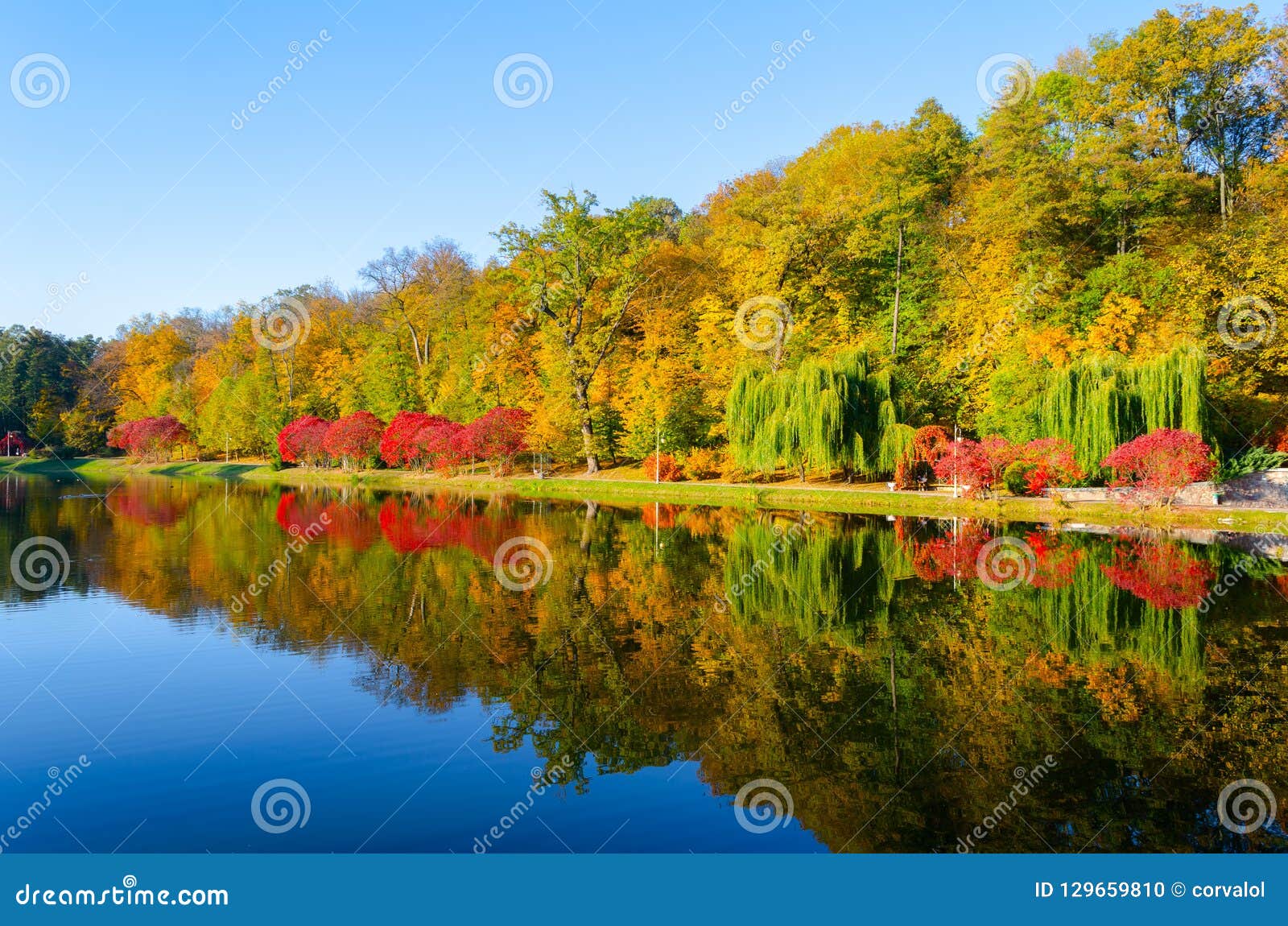 Autumn Landscape with a Lake View on an Autumn Afternoon Stock Photo ...