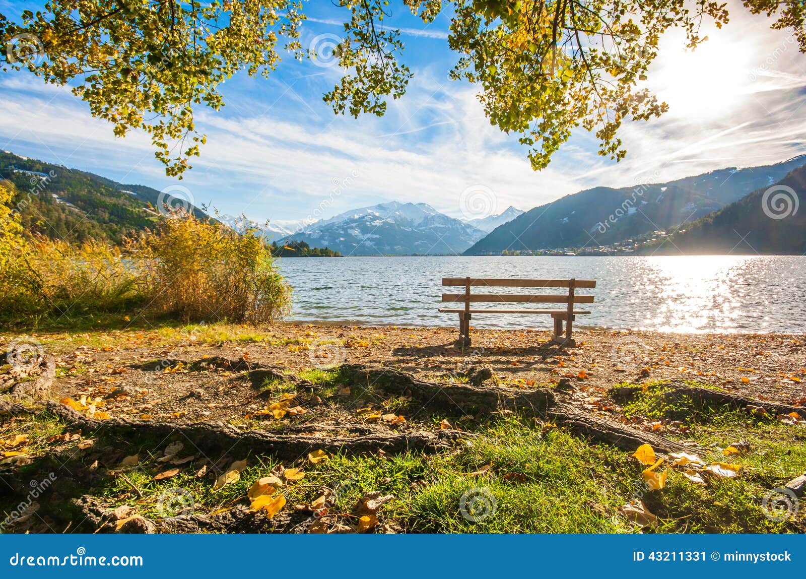 Autumn Landscape with Mountain Lake in Zell am See, Austria Stock Image ... Autumn Landscape with Mountain Lake in Zell am See, Austria Stock Image ...