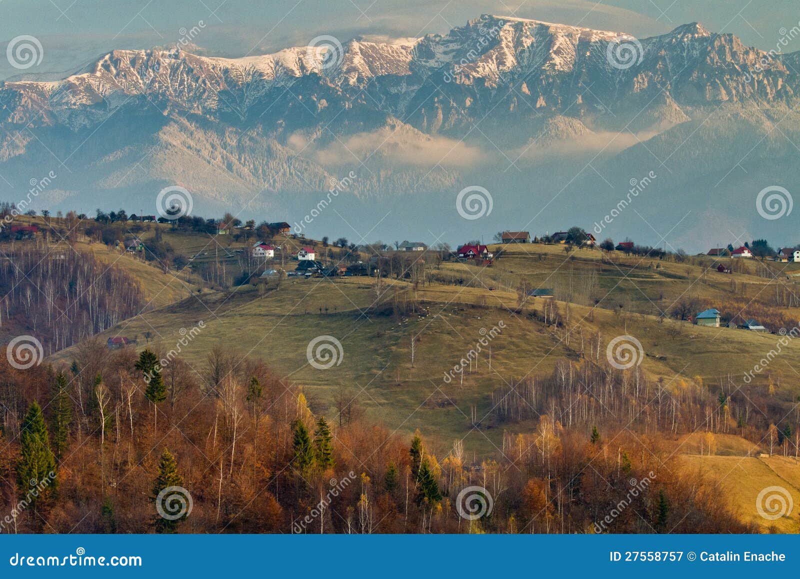Autumn Landscape with Mountains and Rusty Hills Stock Image - Image of ...