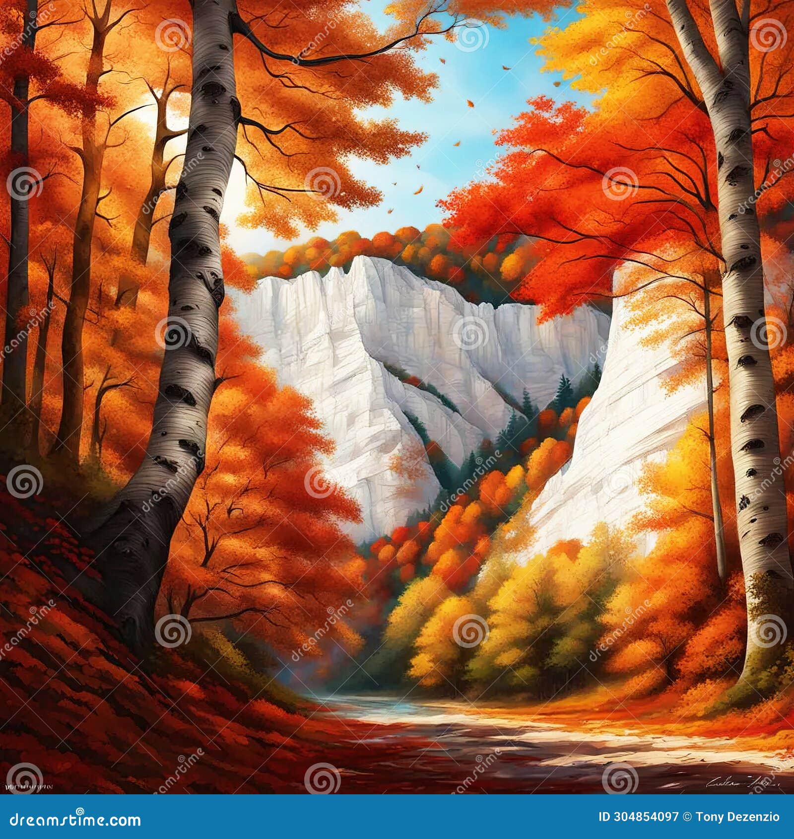 Autumn Landscape Scene with Chalk-white Cliffs Stock Image - Image of ...