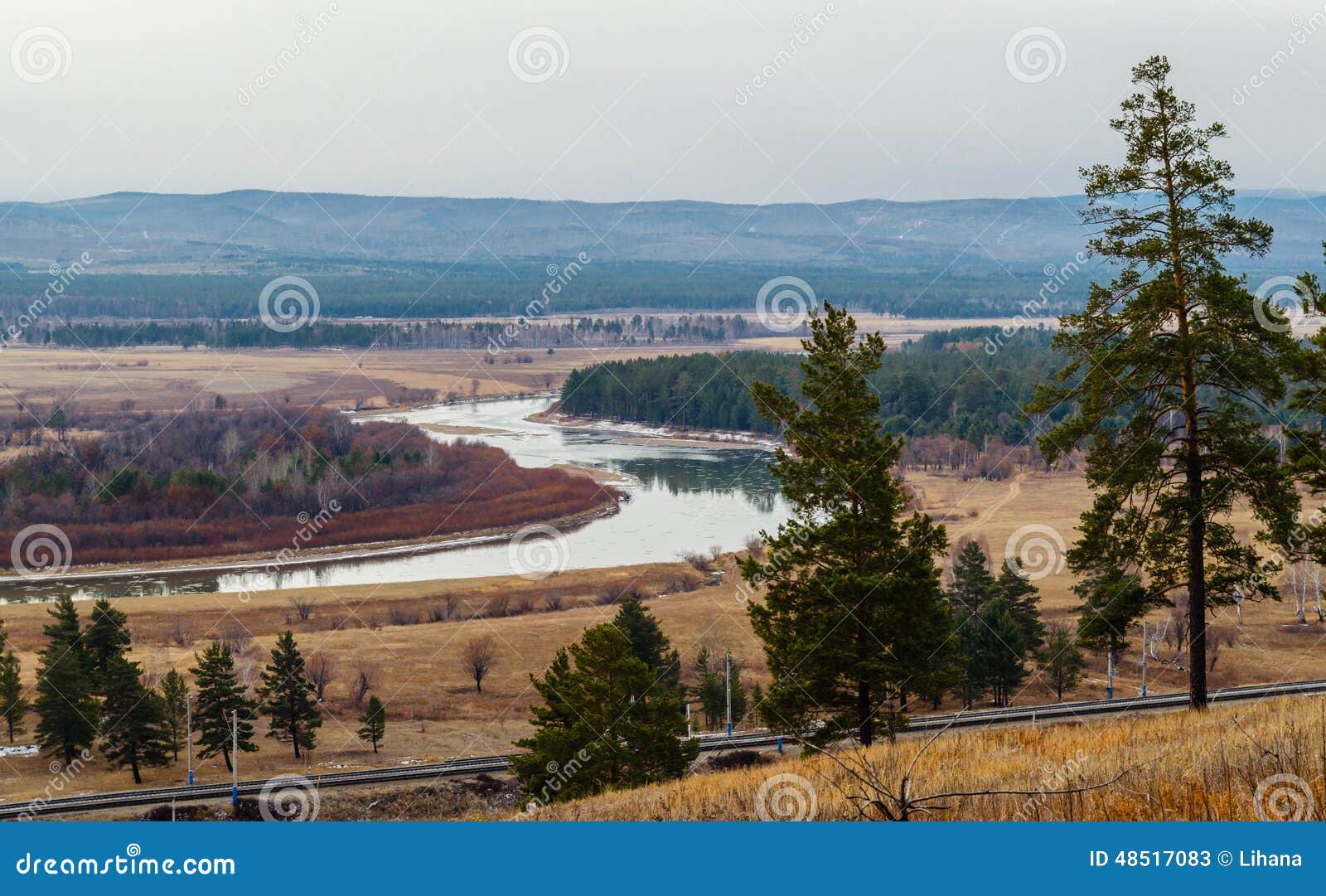 Autumn Landscape. Selenga River Stock Image - Image of country ...