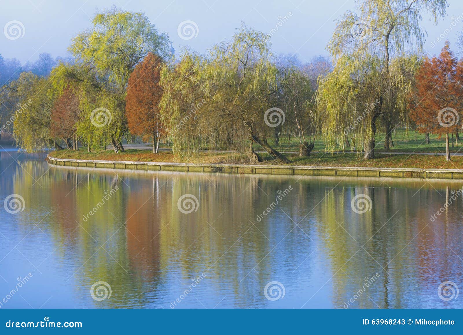Autumn Landscape with Trees Reflection on Lake Stock Image - Image of ...
