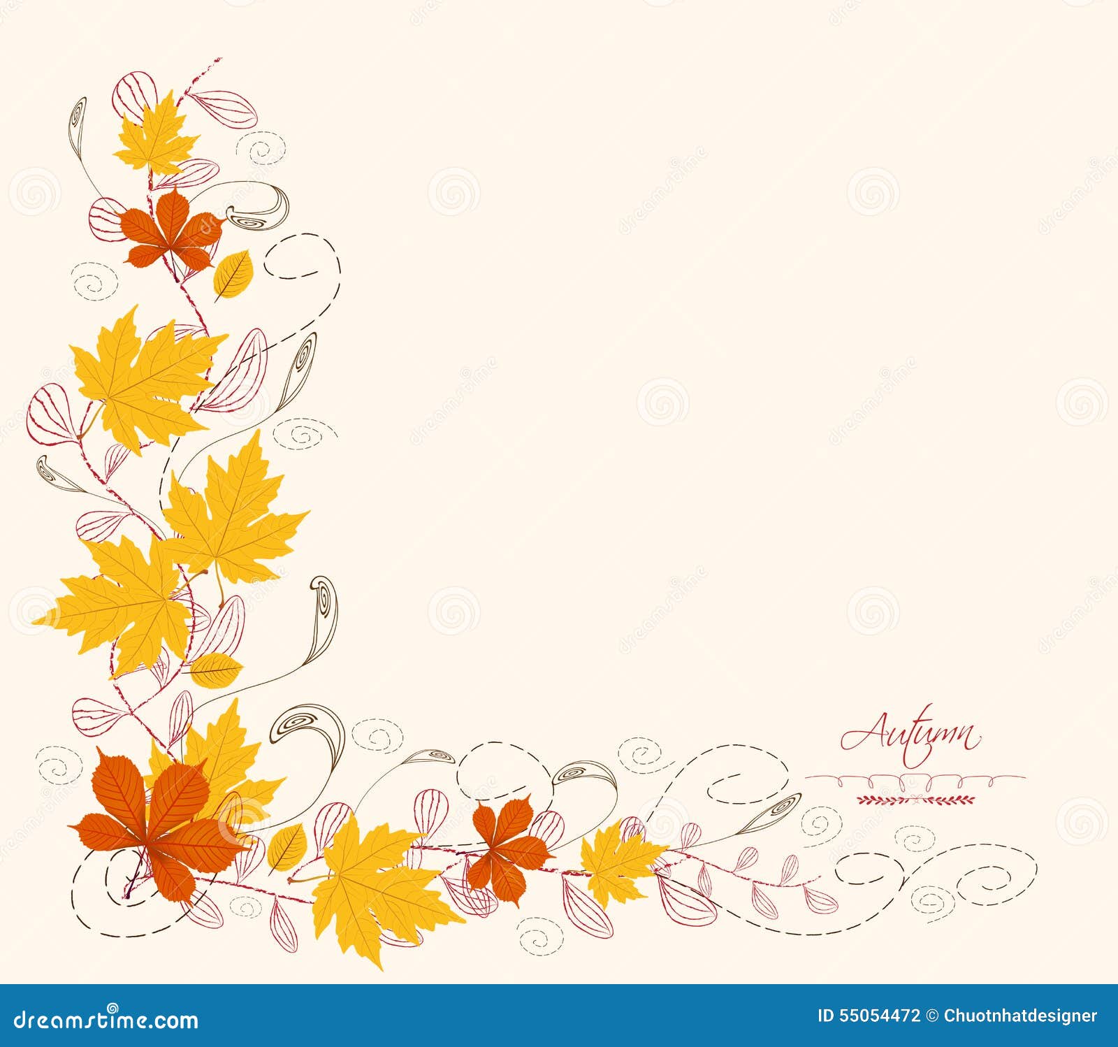 Autumn leaf border stock vector. Illustration of fall - 55054472