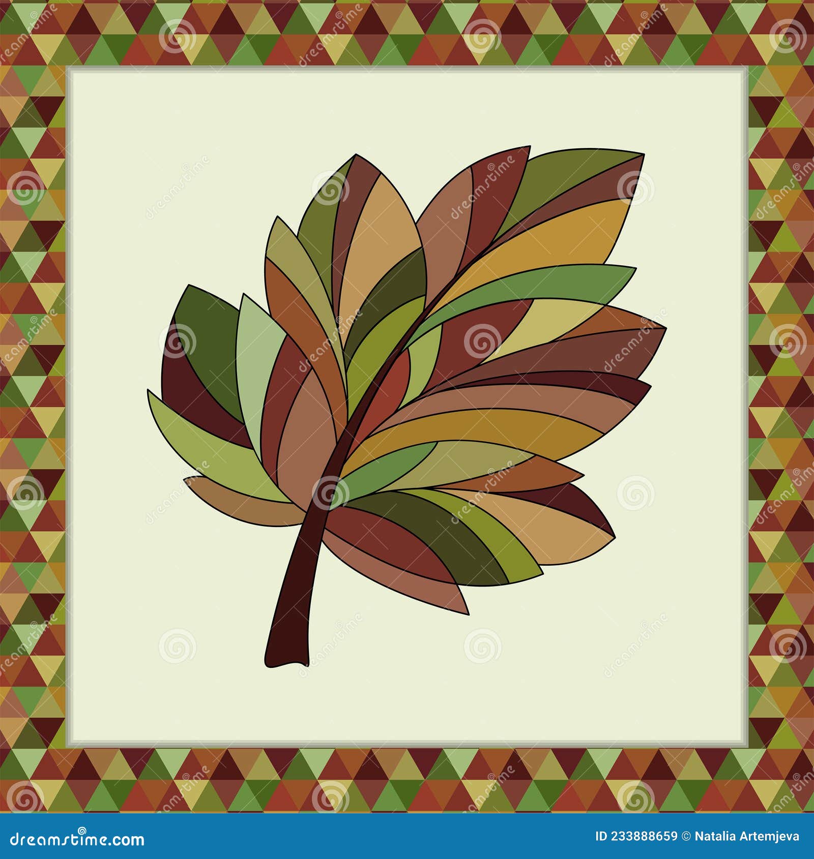 Autumn leaf in a frame stock vector. Illustration of fall - 233888659