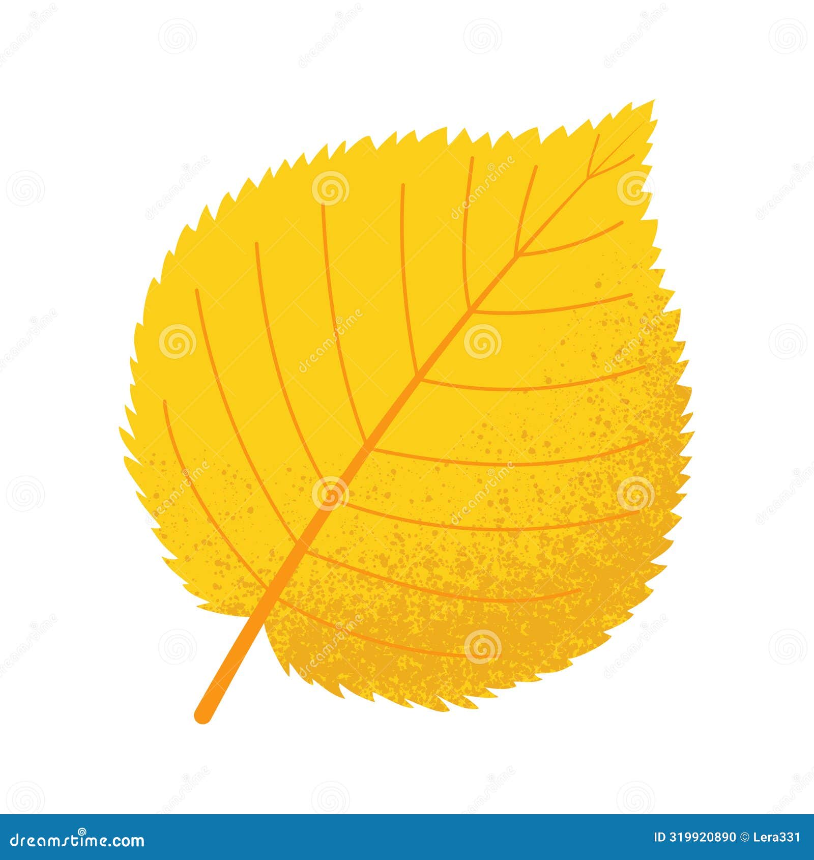 Yellow Autumn Leaf with Grain Texture. Flat Vector Illustration Stock ...
