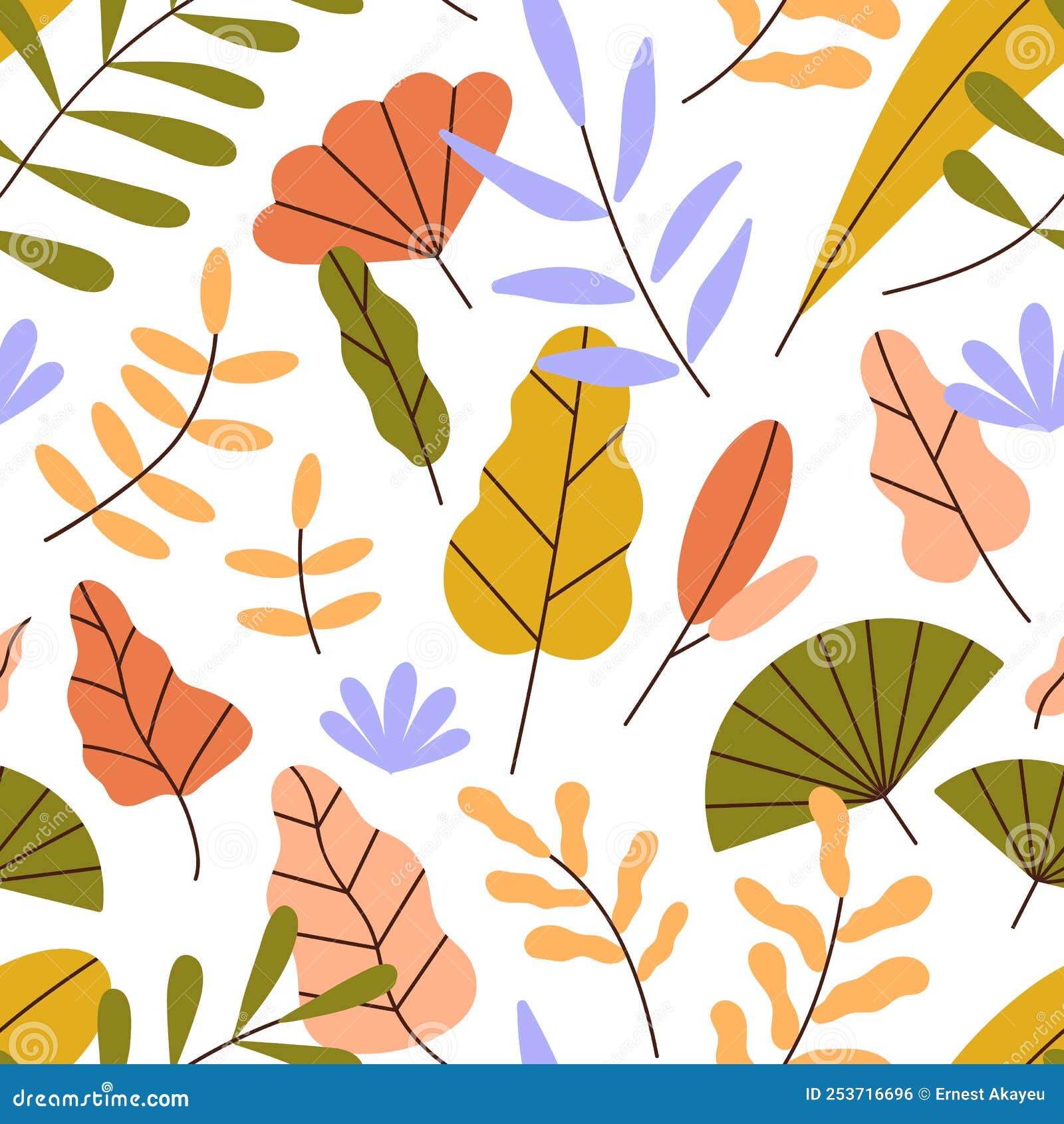 Autumn Leaf Pattern. Seamless Fall Background with Abstract Foliage ...