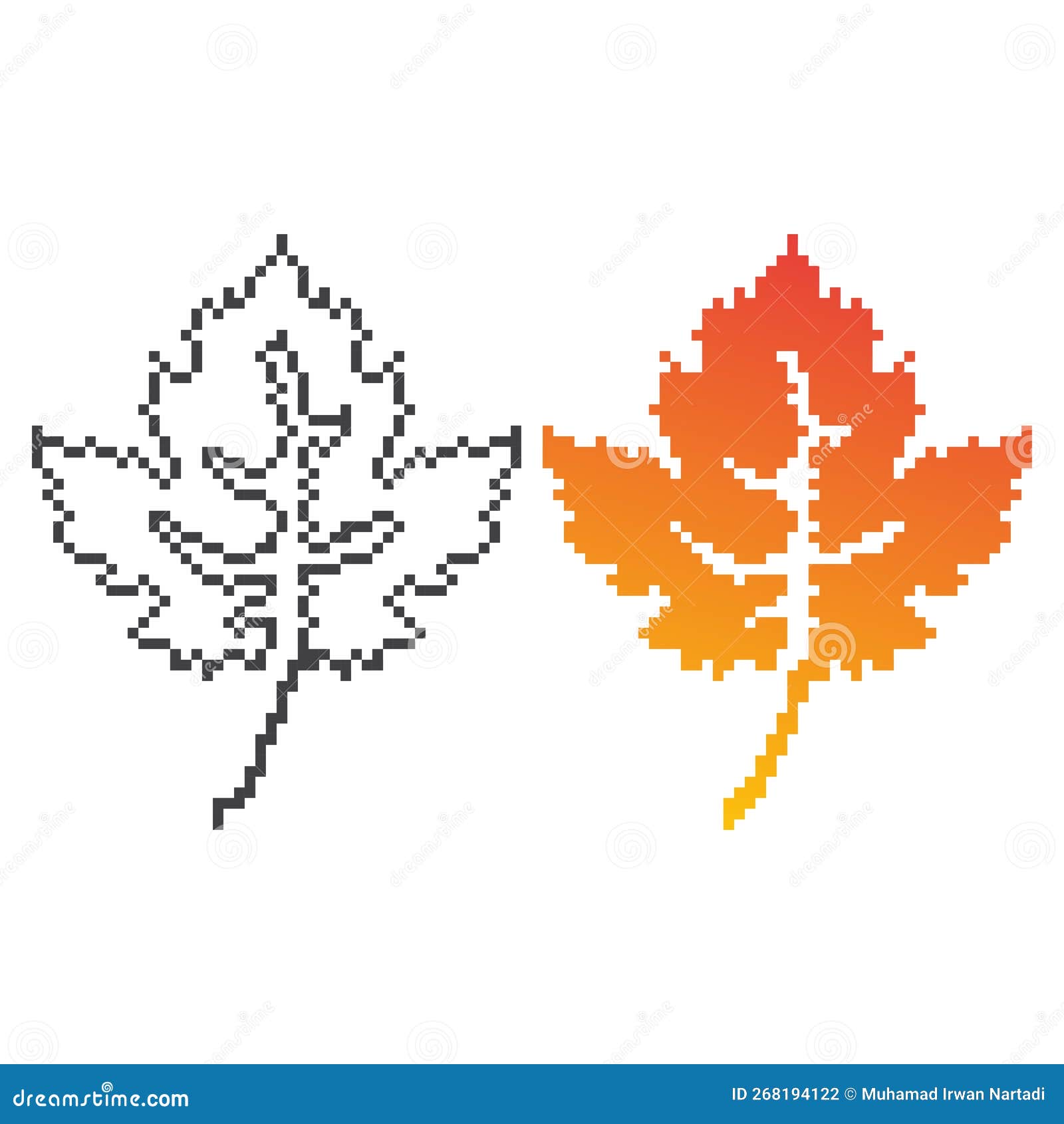 Autumn Leaf. Pixel Art 8 Bit Vector Icon Illustration Stock ...