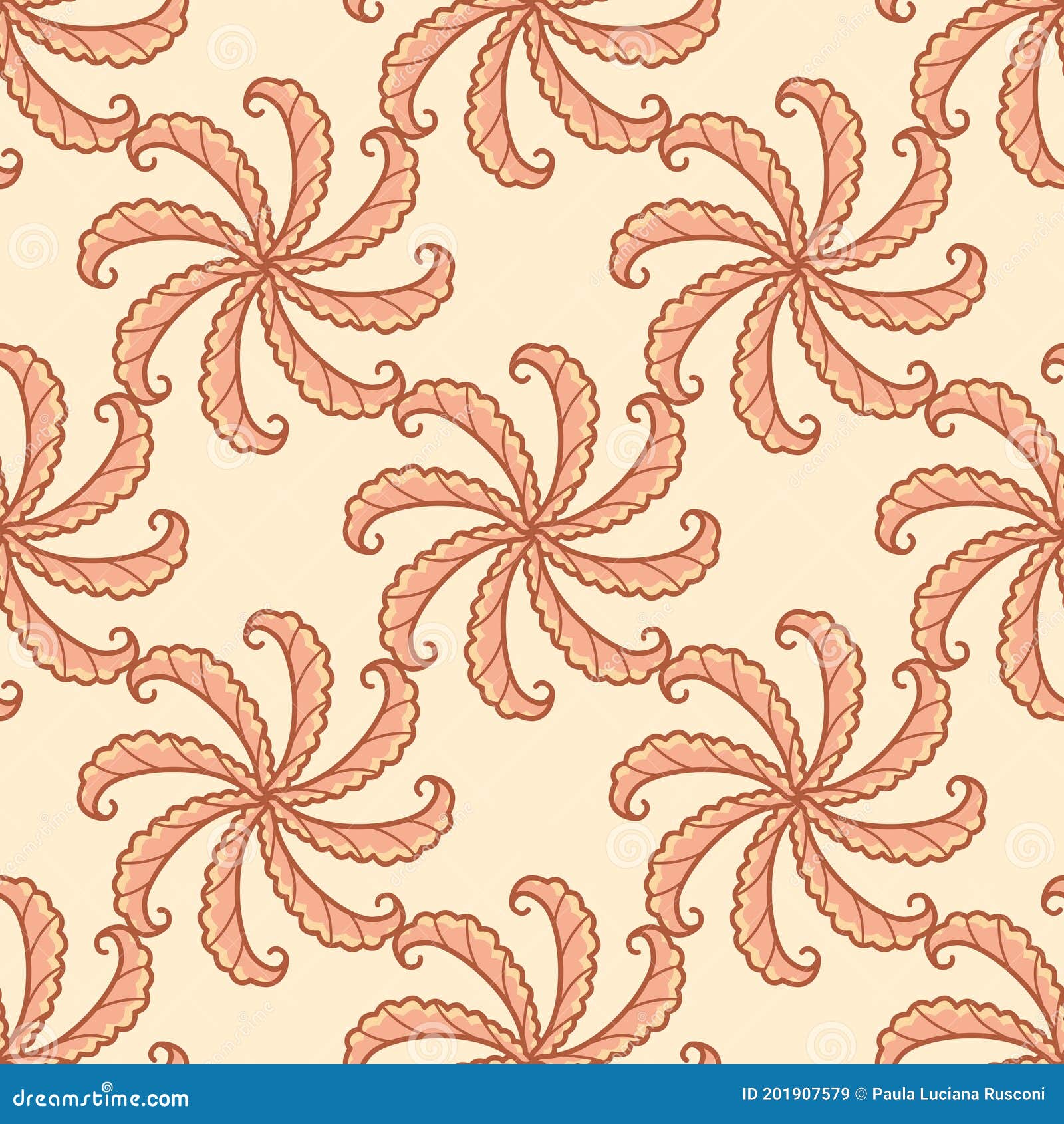 Autumn Leaf Scroll Vector Repeat Pattern Stock Vector - Illustration of ...