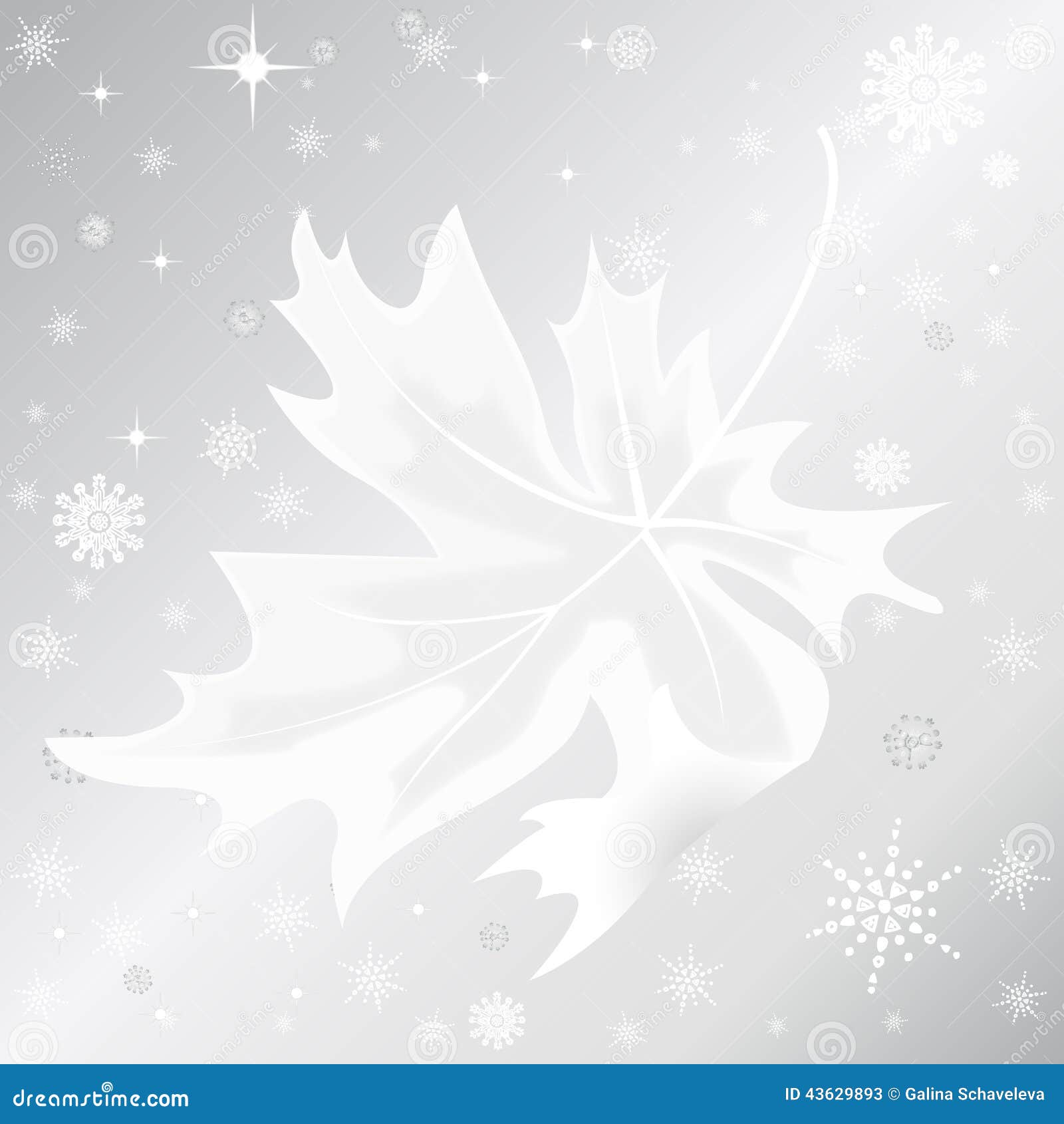 Autumn Leaf and Snowflake on Silver Background Stock Vector ...