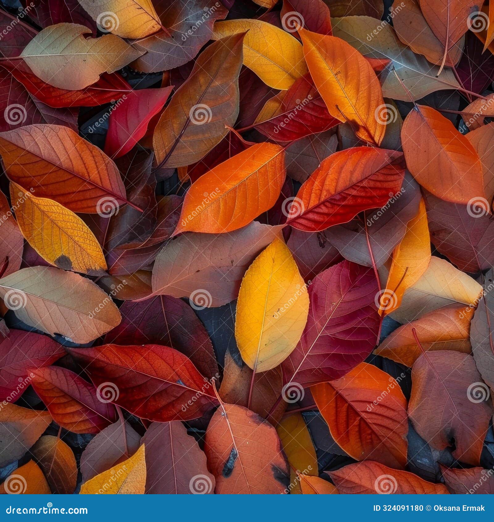 Autumn Leaf Texture Background, Colored Autumn Tree Leaves Pattern, Red Orange Foliage Banner ...