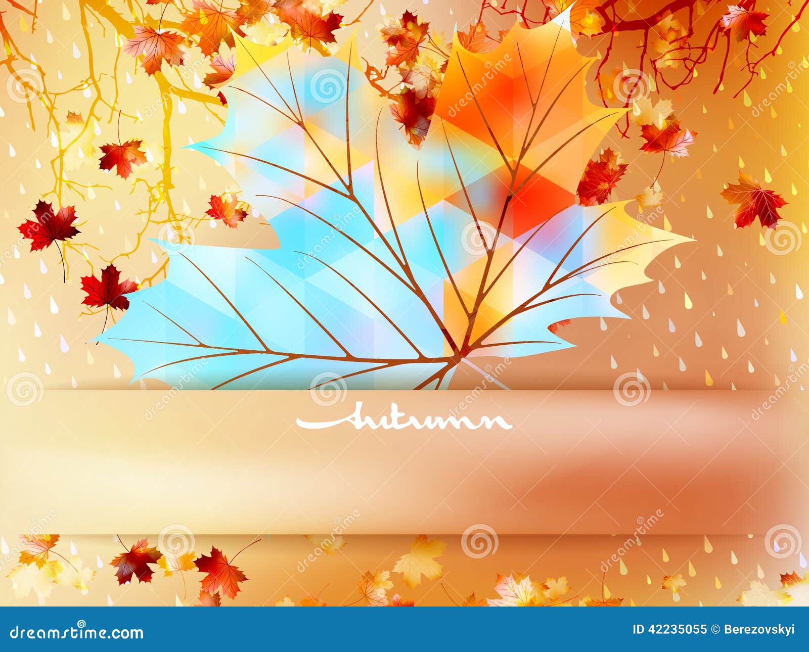 Autumn Leave Made of Triangles. EPS 10 Stock Vector - Illustration of ...