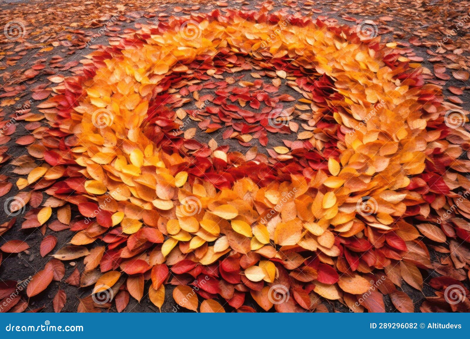 Autumn Leaves Arranged in a Spiral Pattern on Ground Stock Photo ...