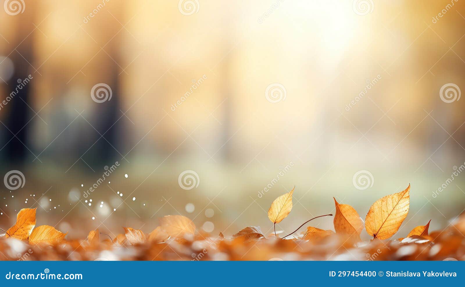 Autumn Leaves on a Background of Bokeh with Space for Text. Generative ...