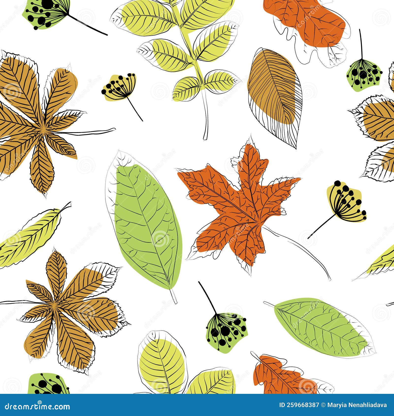 Autumn Leaves Background. Seamless Pattern. Vector Illustration. Fall ...