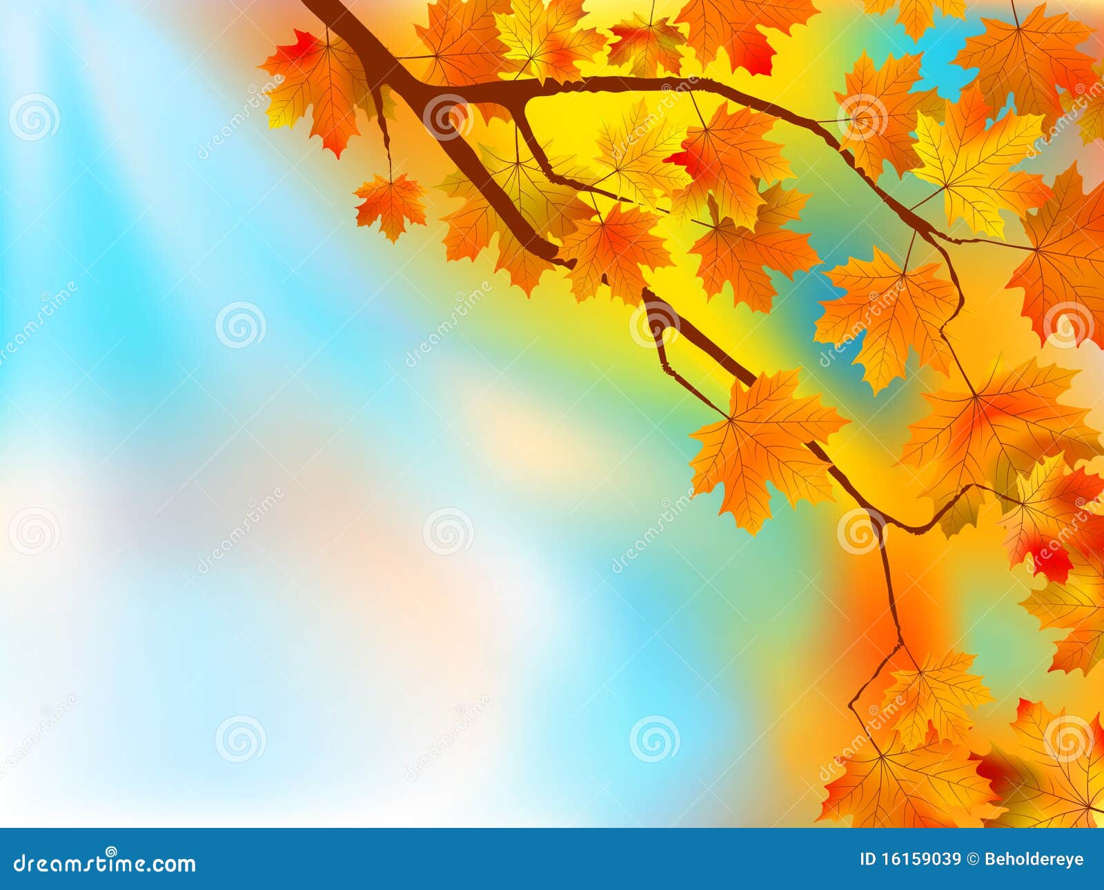 Autumn Leaves Background in a Sunny Day. Stock Vector - Illustration of ...