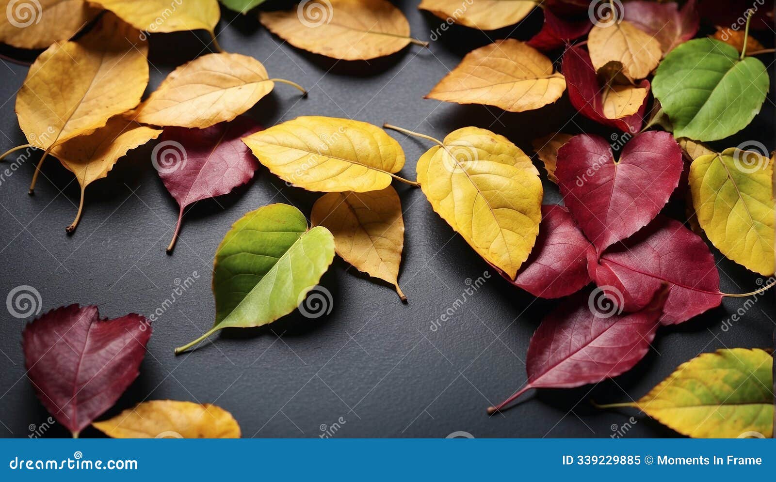 Autumn Leaves on Black Background, Top View Fall Concept Stock ...
