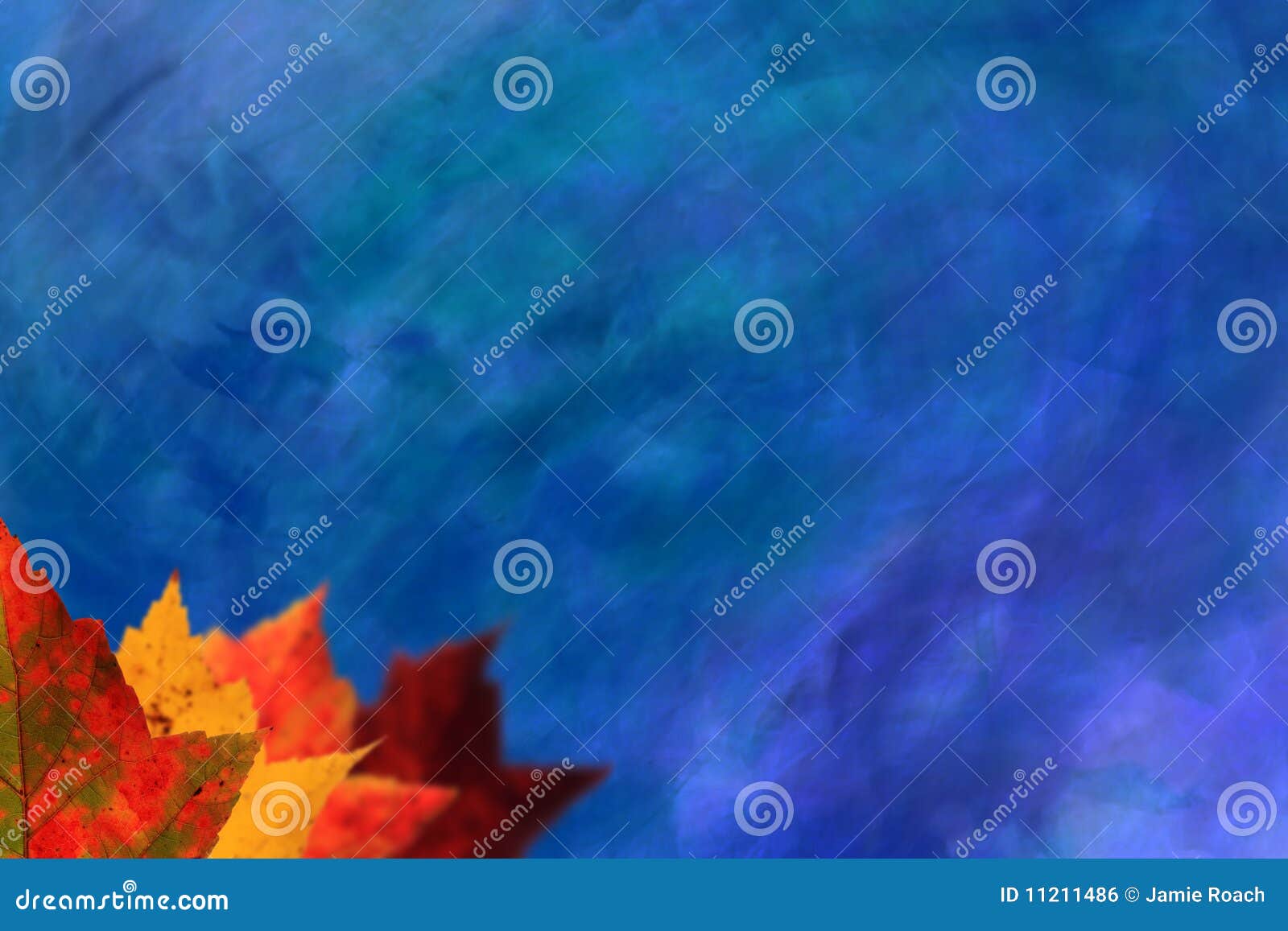 Autumn Leaves Blue Background Stock Illustration - Illustration of blur ...
