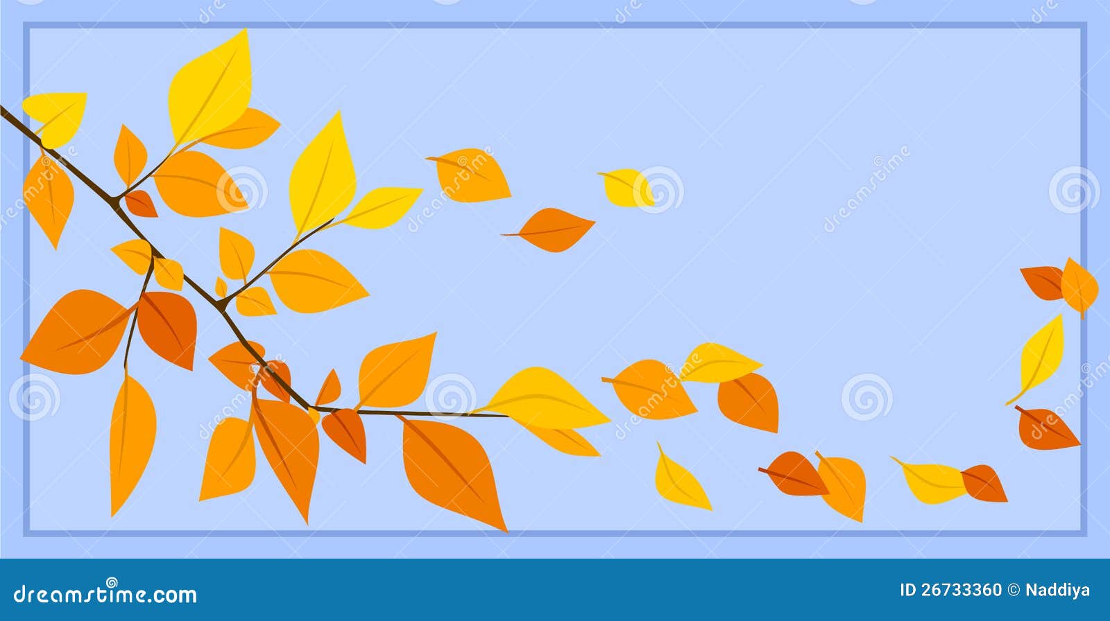 Autumn Leaves on a Blue Background. Vector Illustr Stock Vector ...