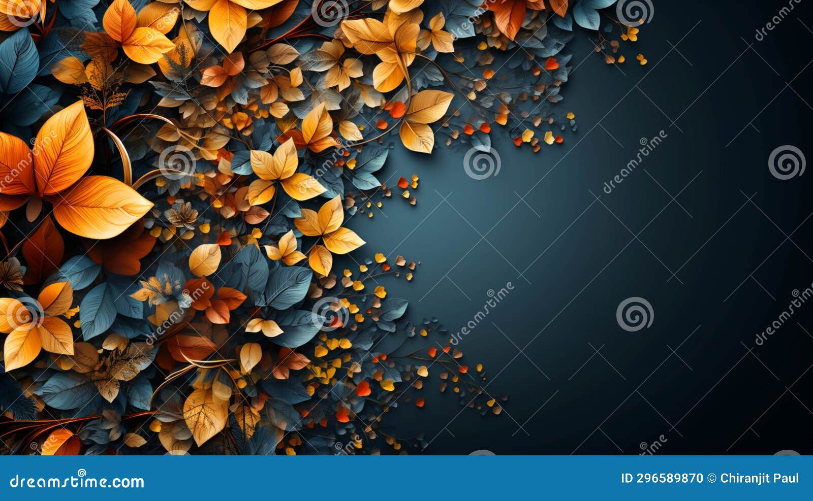 Autumn Leaves Blue Frame Background with Copy Space Stock Photo - Image ...
