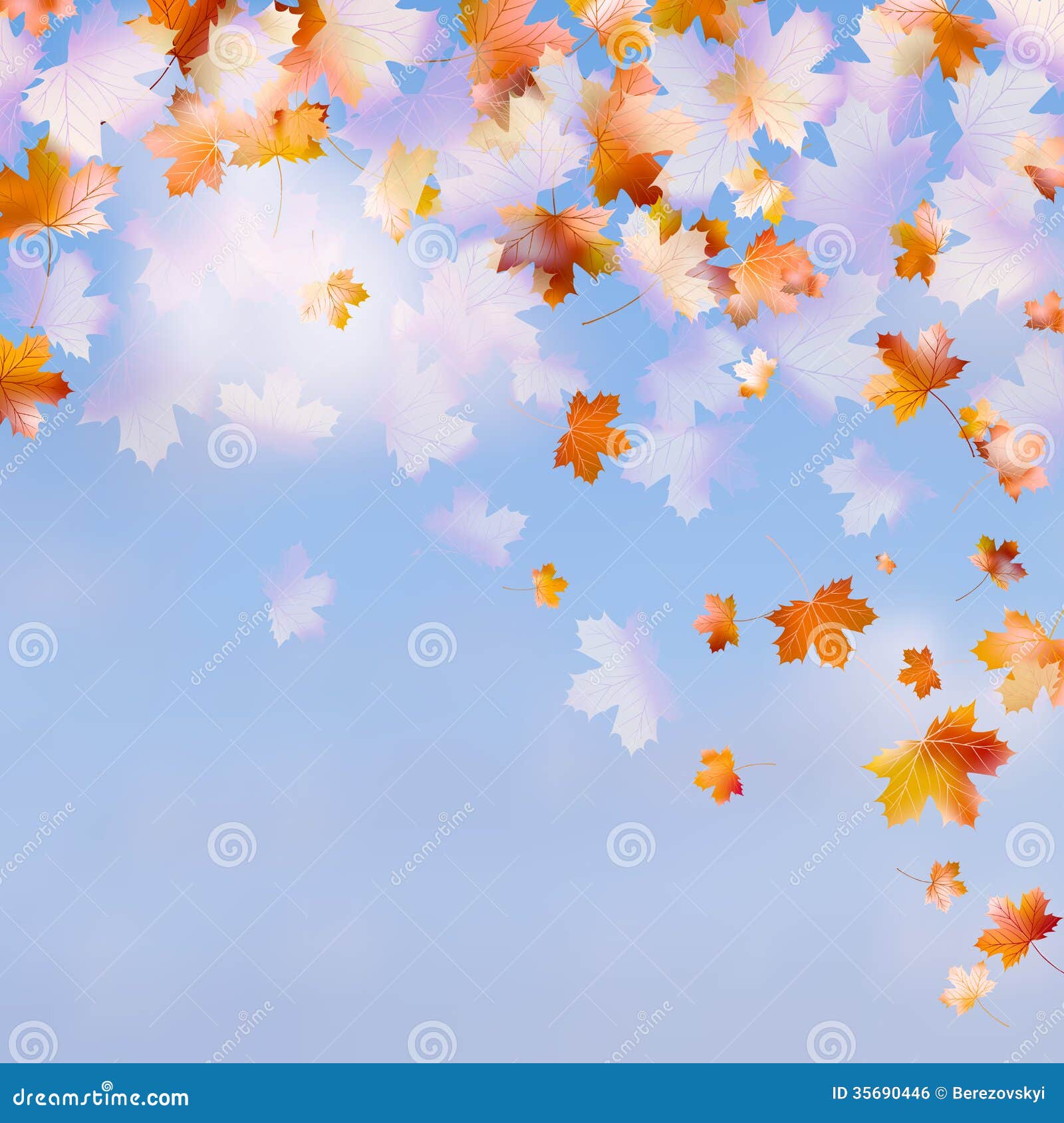 Autumn Leaves with the Blue Sky. EPS 10 Stock Vector - Illustration of ...