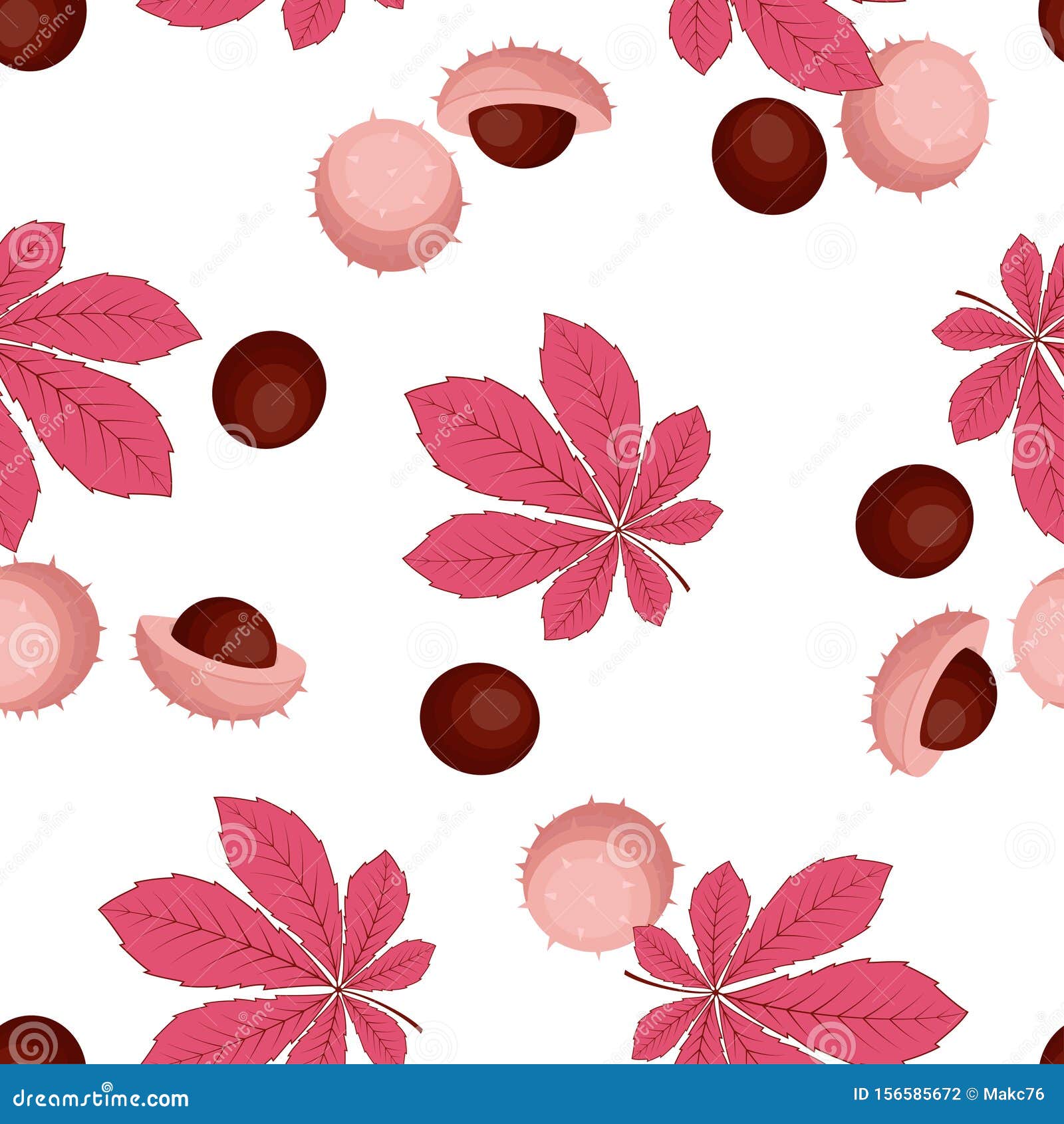 Autumn Leaves and Chestnuts Seamless Pattern Stock Vector ...
