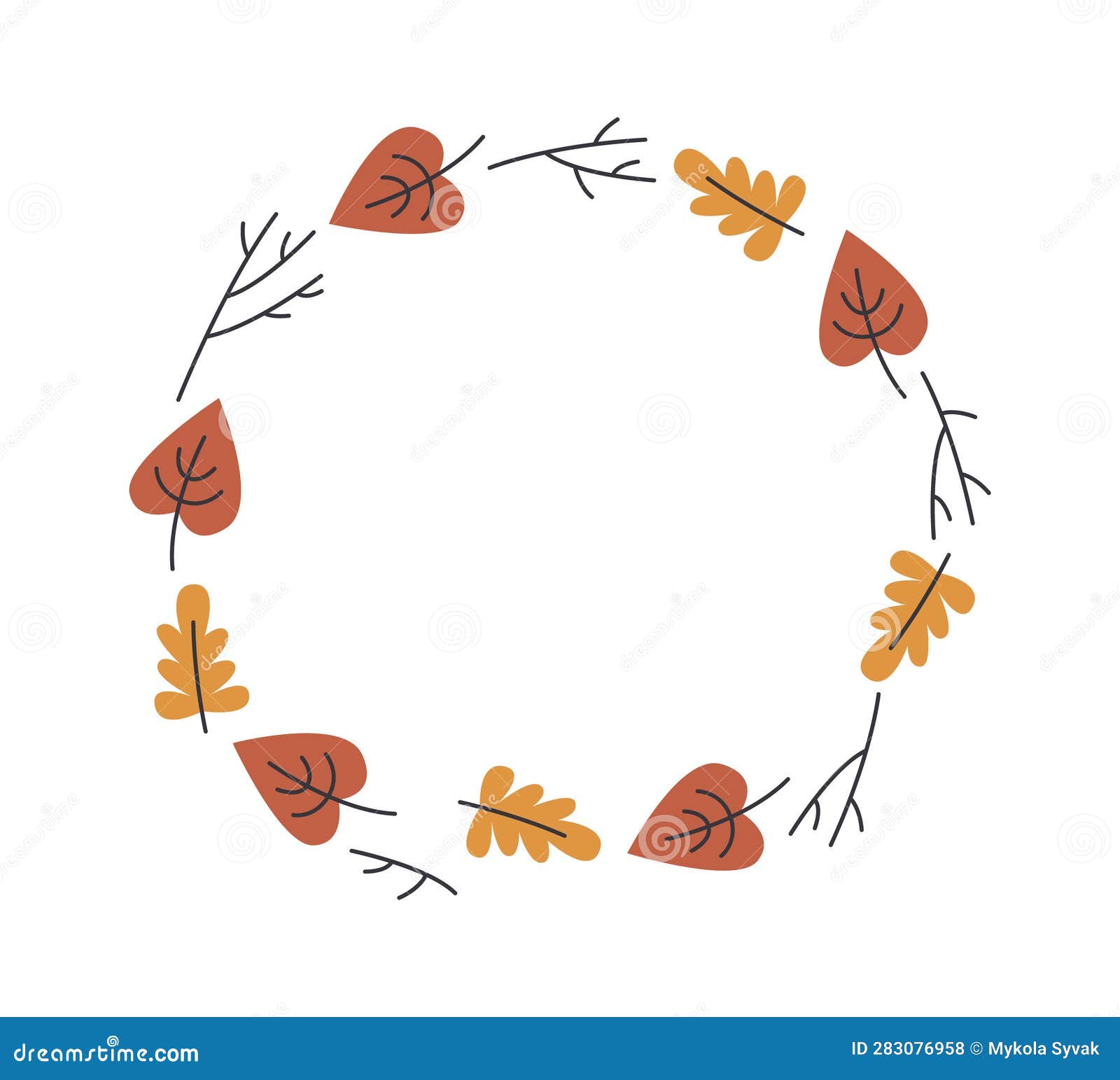 Autumn Leaves Circle Frame stock vector. Illustration of autumn - 283076958