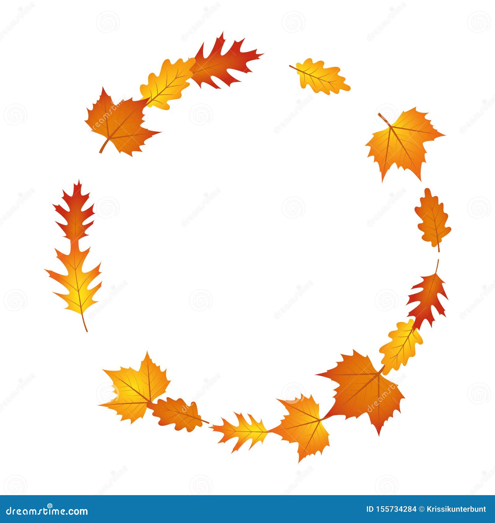 Autumn Leaves Circle Isolated on White Background Stock Vector ...