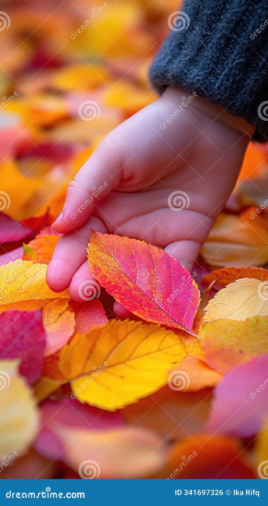Autumn Leaves Close Up Photo - Hand Picking a Leaf Stock Illustration ...