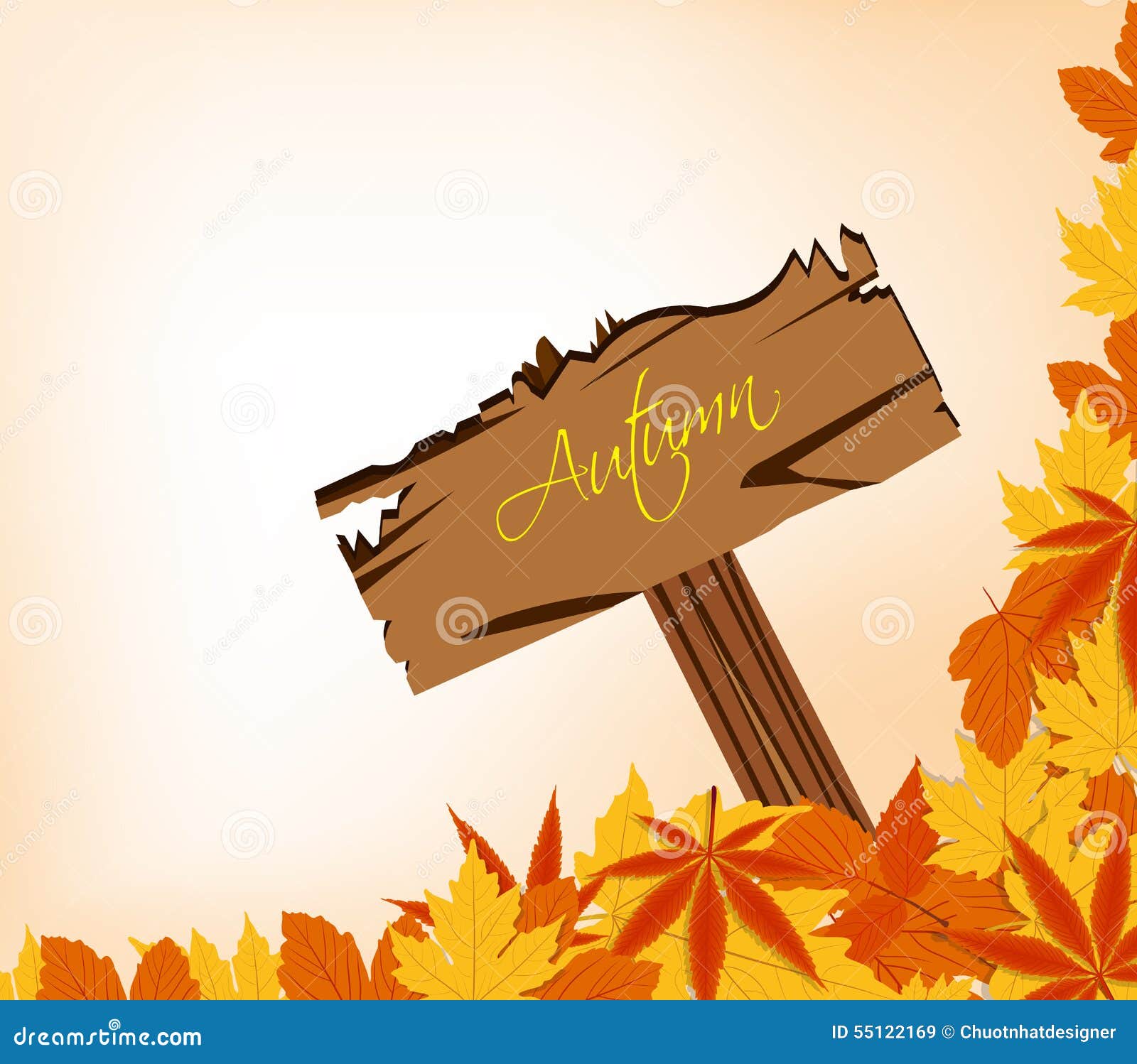 Autumn Leaves Concept with Sign Post Stock Vector - Illustration of ...