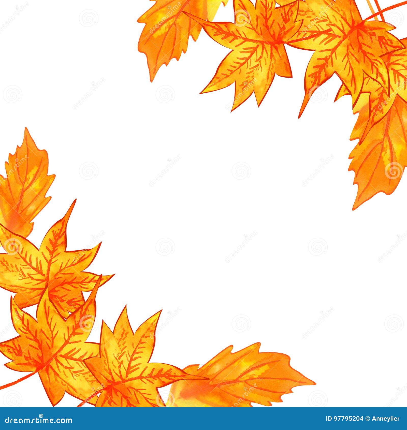 Autumn Leaves in Corners of Square Background Stock Illustration ...