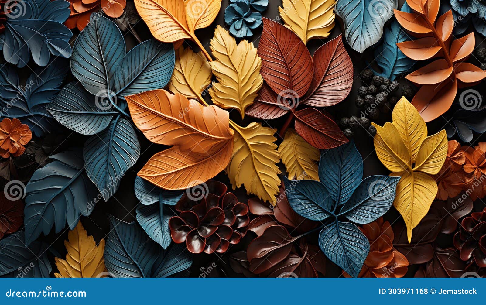 Autumn Leaves Create a Colorful Nature Pattern Generated by AI Stock ...