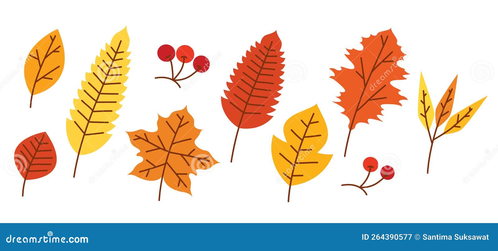 Autumn Leaves Elements Vector Illustration Stock Vector - Illustration ...