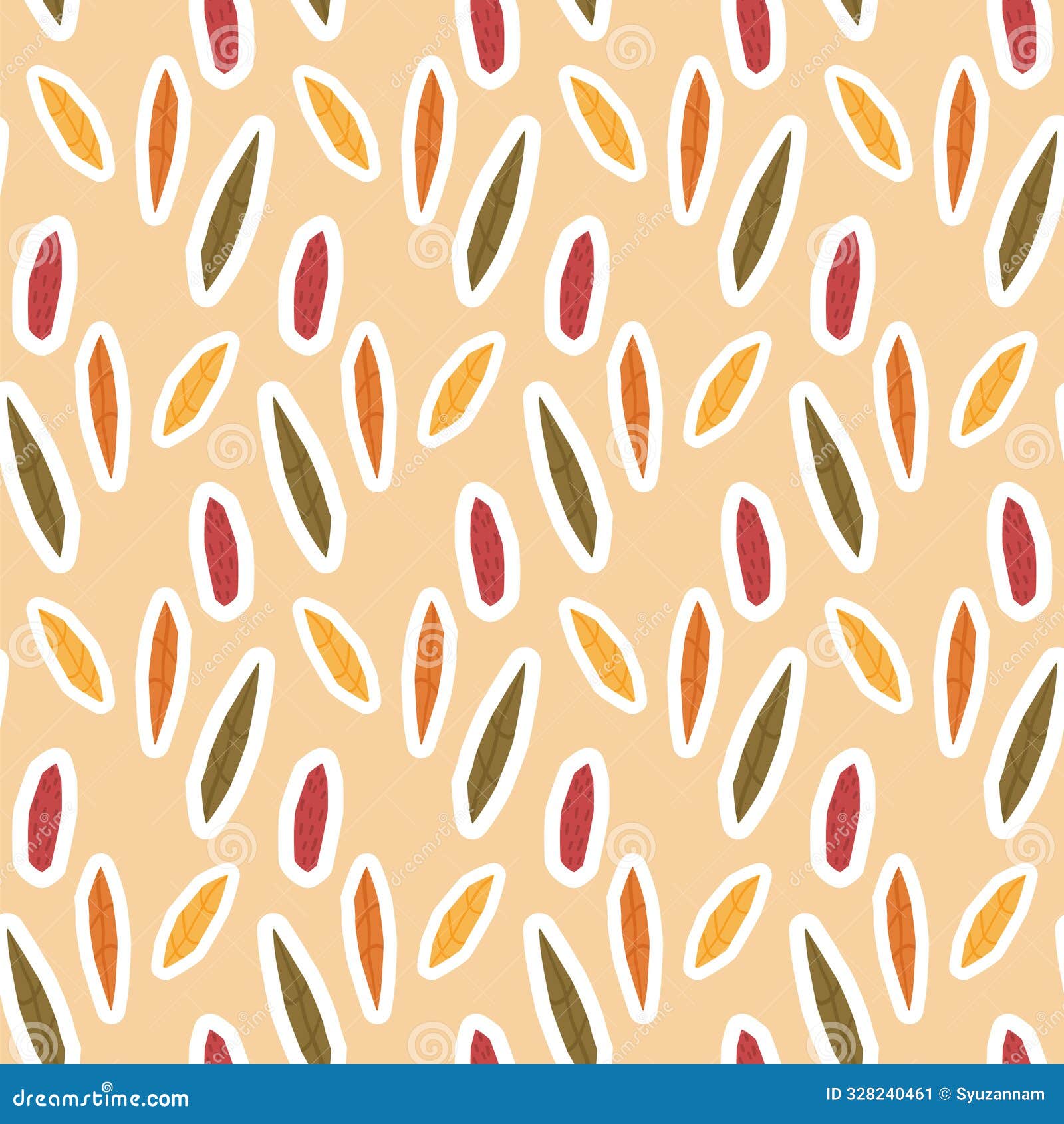 Autumn Leaves Fall Colorful Seamless Pattern. Cutouts Abstract Leafage ...