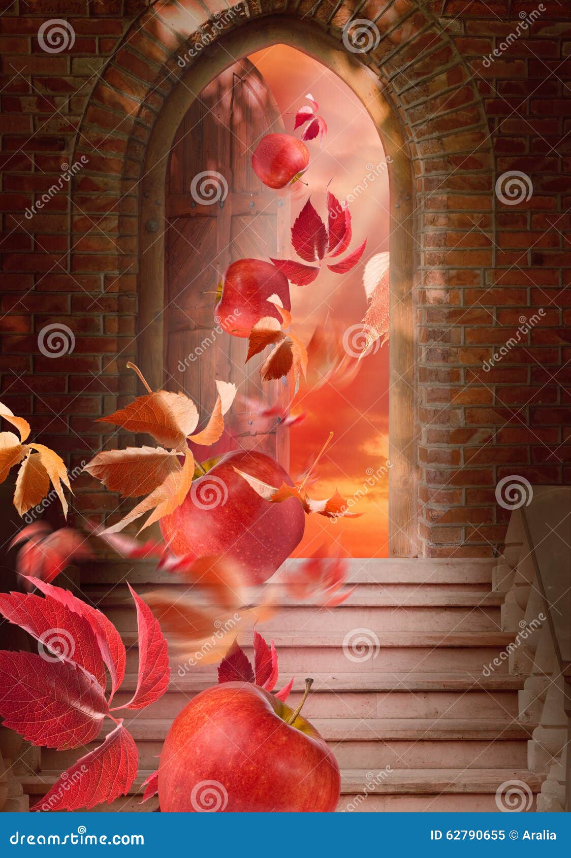 Autumn Leaves Fall through the Open Door Stock Image - Image of ...