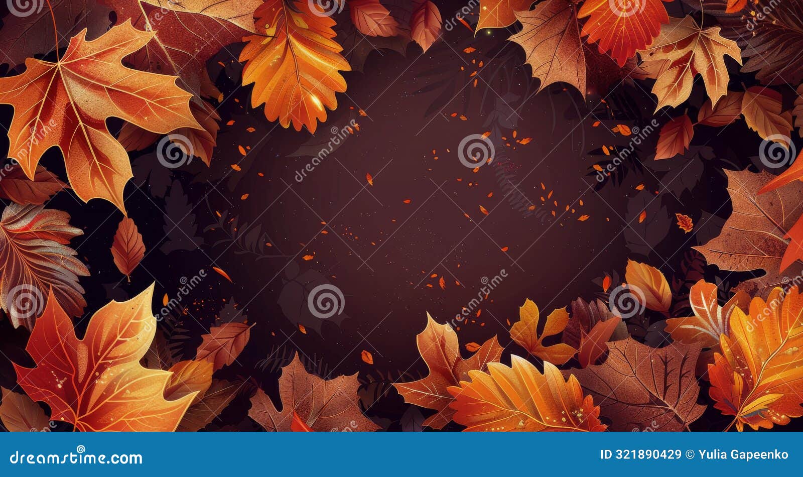Autumn Leaves Falling on a Blurry Forest Background Stock Image - Image ...