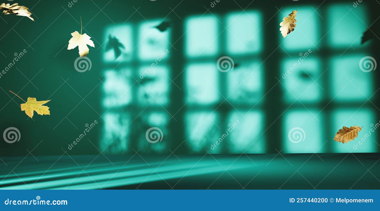 Autumn Leaves Falling Over Shadow of Windows - 3D Stock Illustration ...