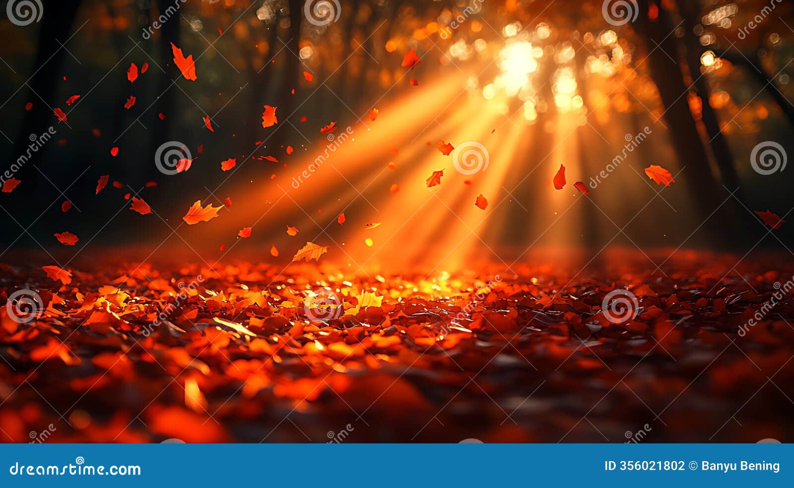 Autumn Leaves Falling, Sun Rays in Forest, Ground Cover, Nature ...