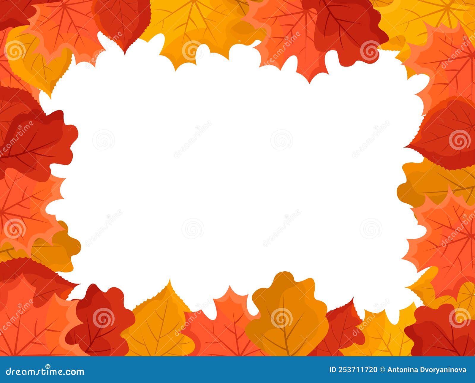 Autumn Leaves Frame Background. Vector Flat Style. Stock Vector ...
