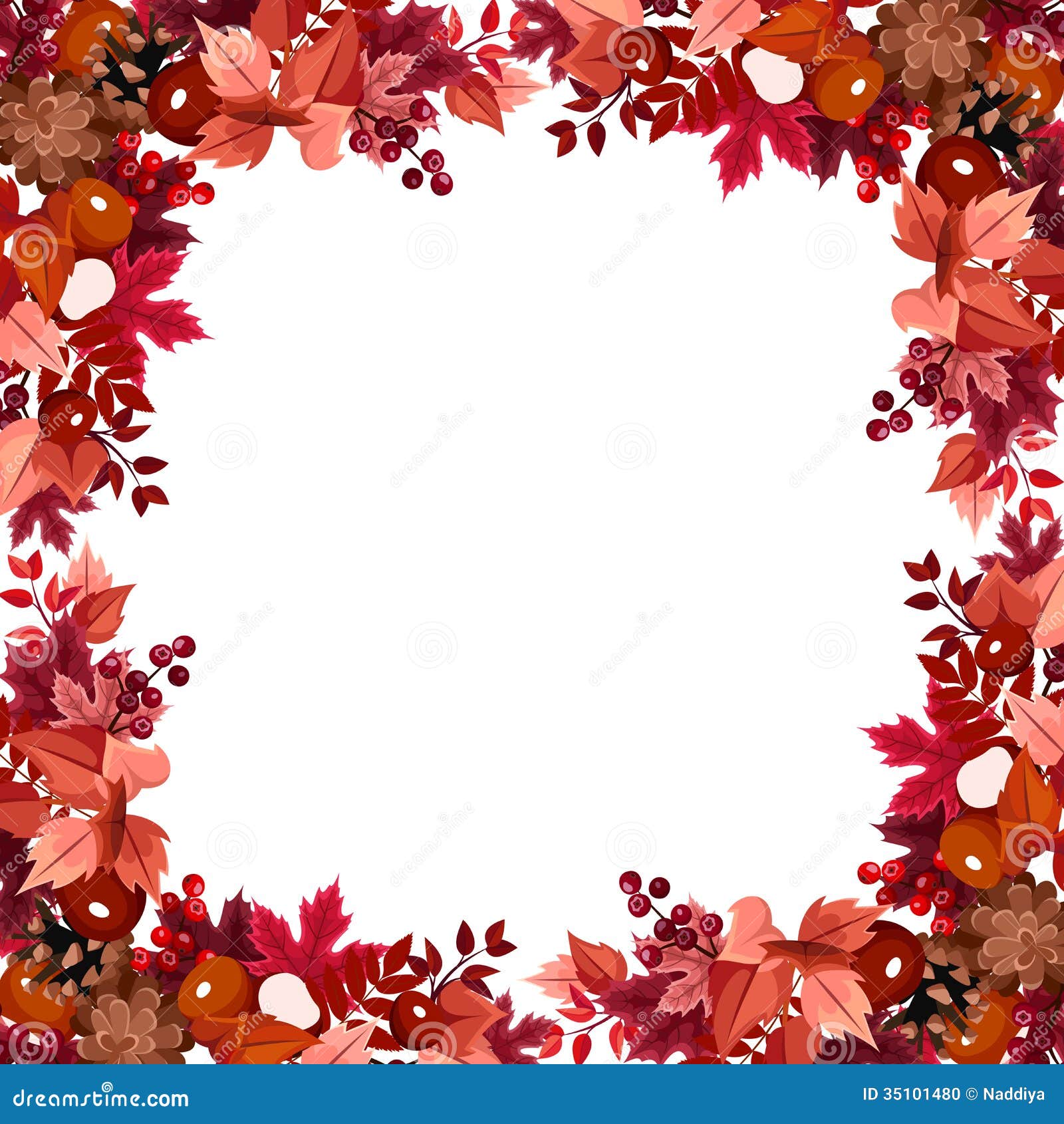 Autumn leaves frame. stock vector. Illustration of decorative - 35101480