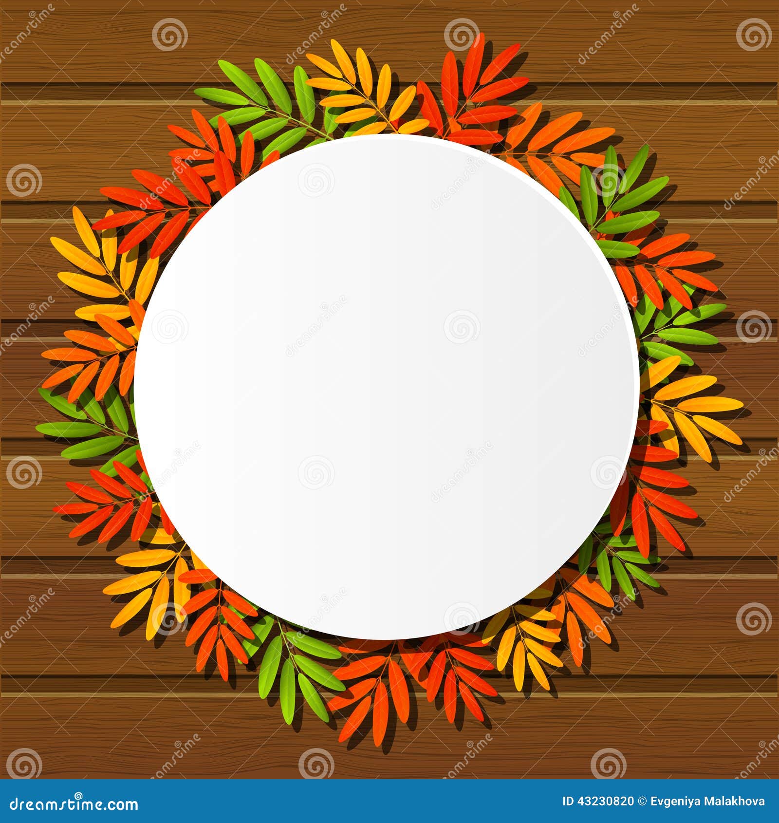 Autumn leaves frame stock vector. Illustration of wooden - 43230820