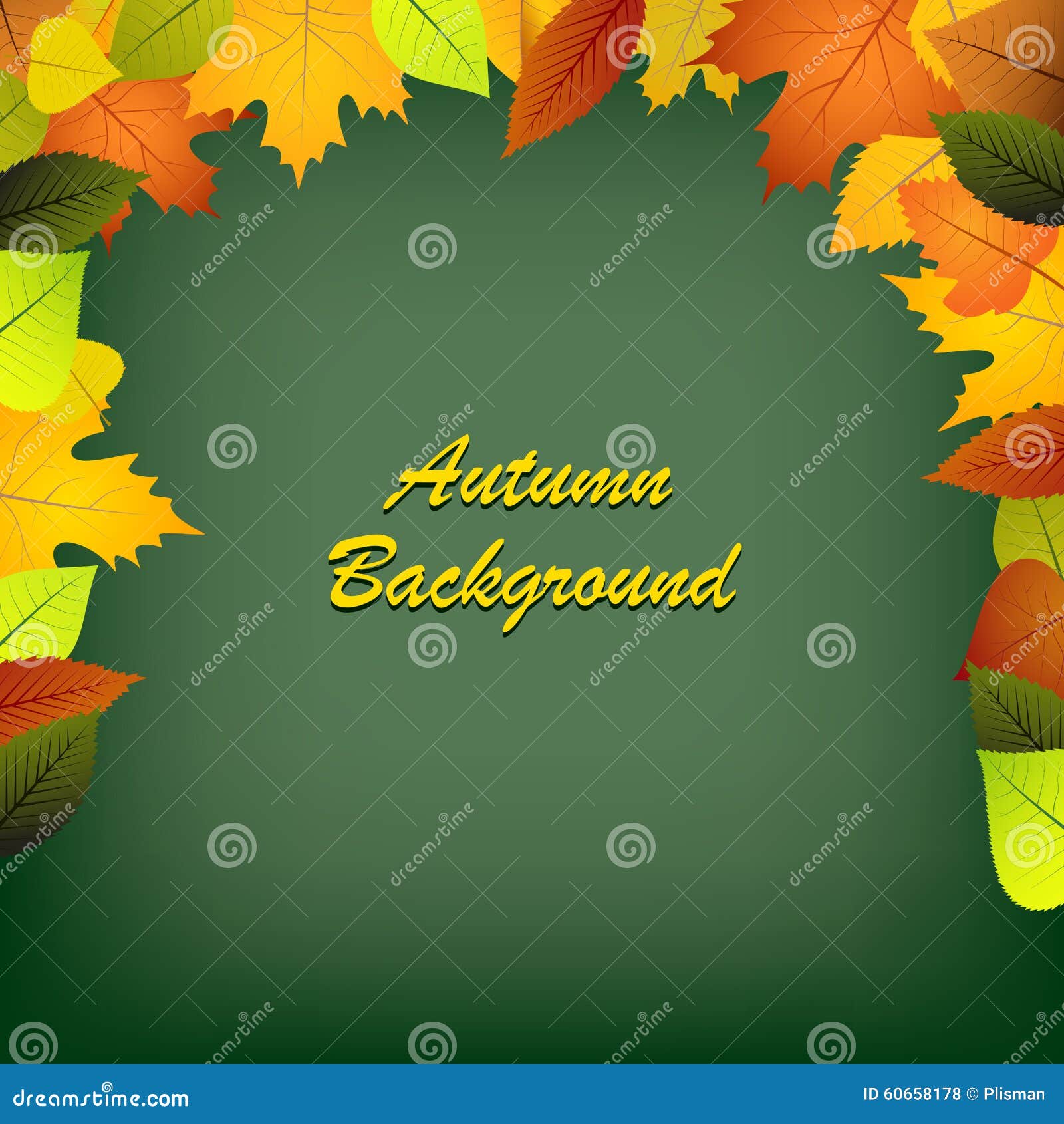 Autumn Leaves on a Green Background Stock Vector - Illustration of ...