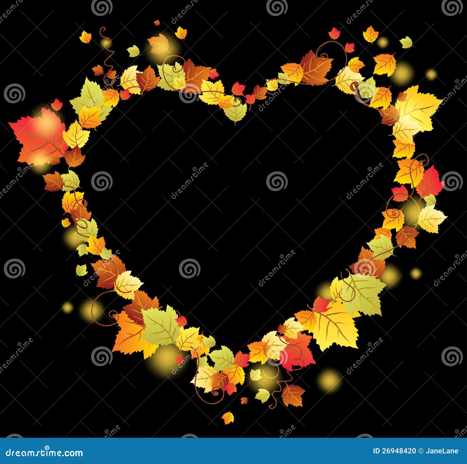 Autumn Leaves in the Heart Frame Stock Vector - Illustration of ...