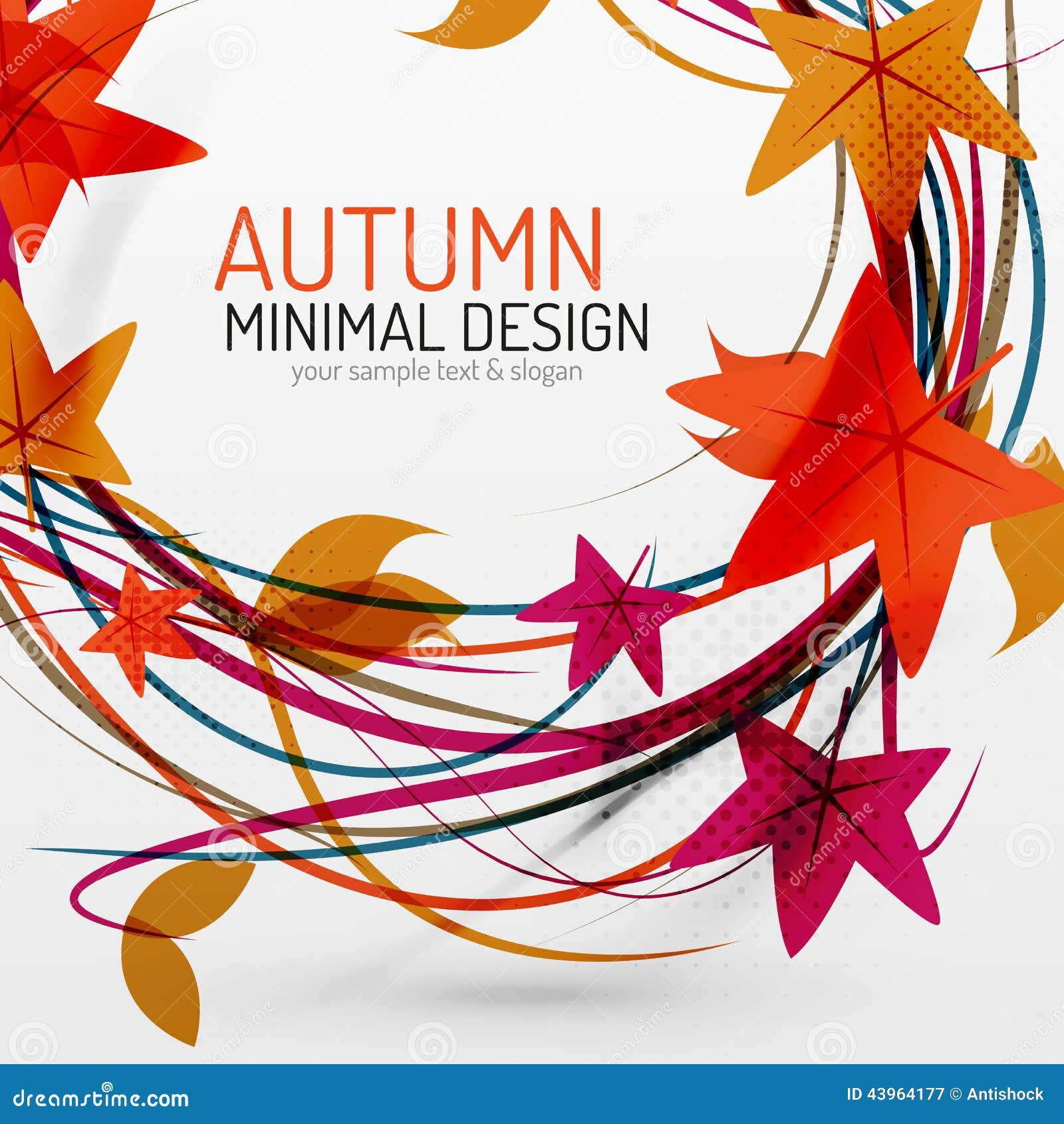 Autumn Leaves and Lines Abstract Background Stock Vector - Illustration ...